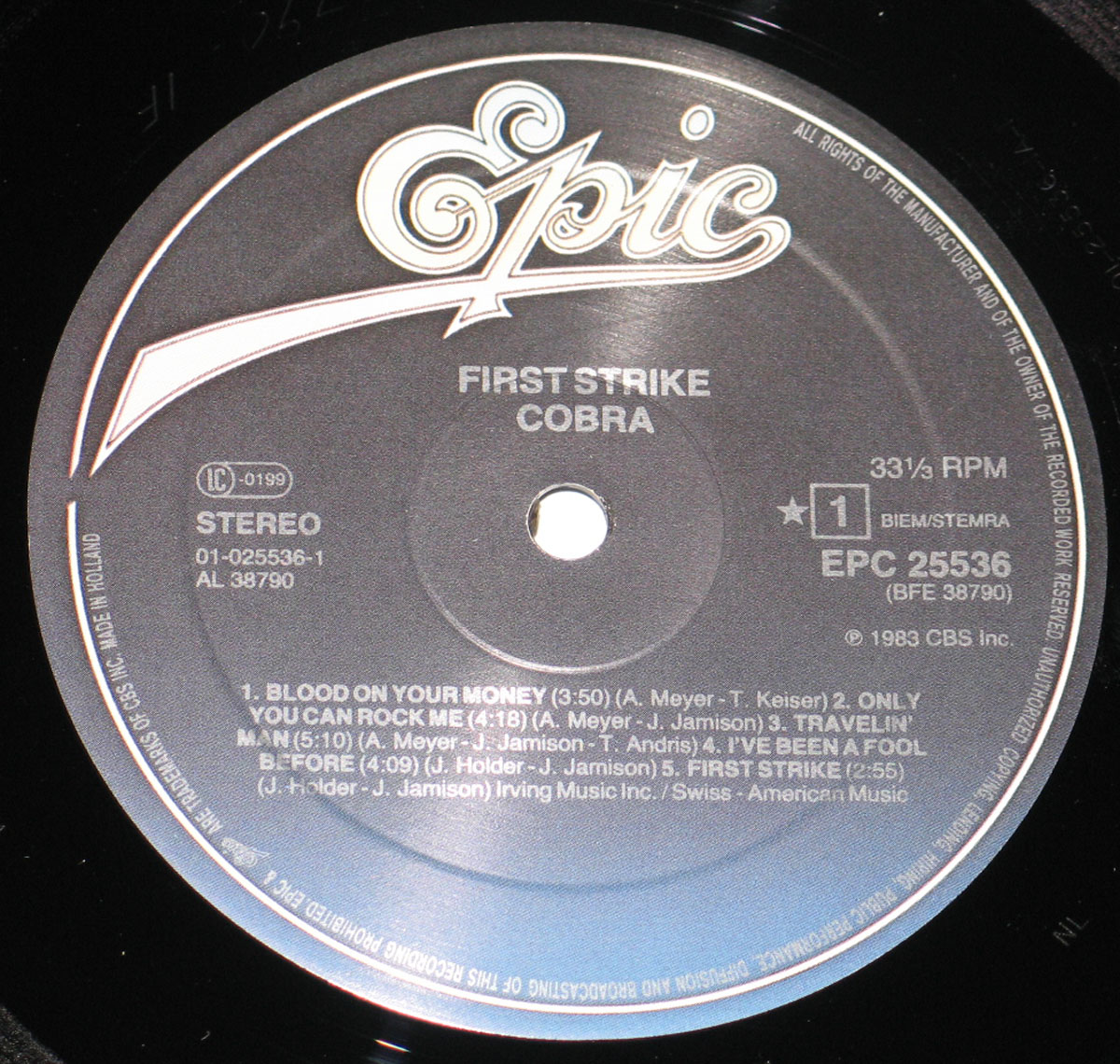 COBRA First Strike Netherlands LP - Rare Swiss-American Hard Rock 1983 ...