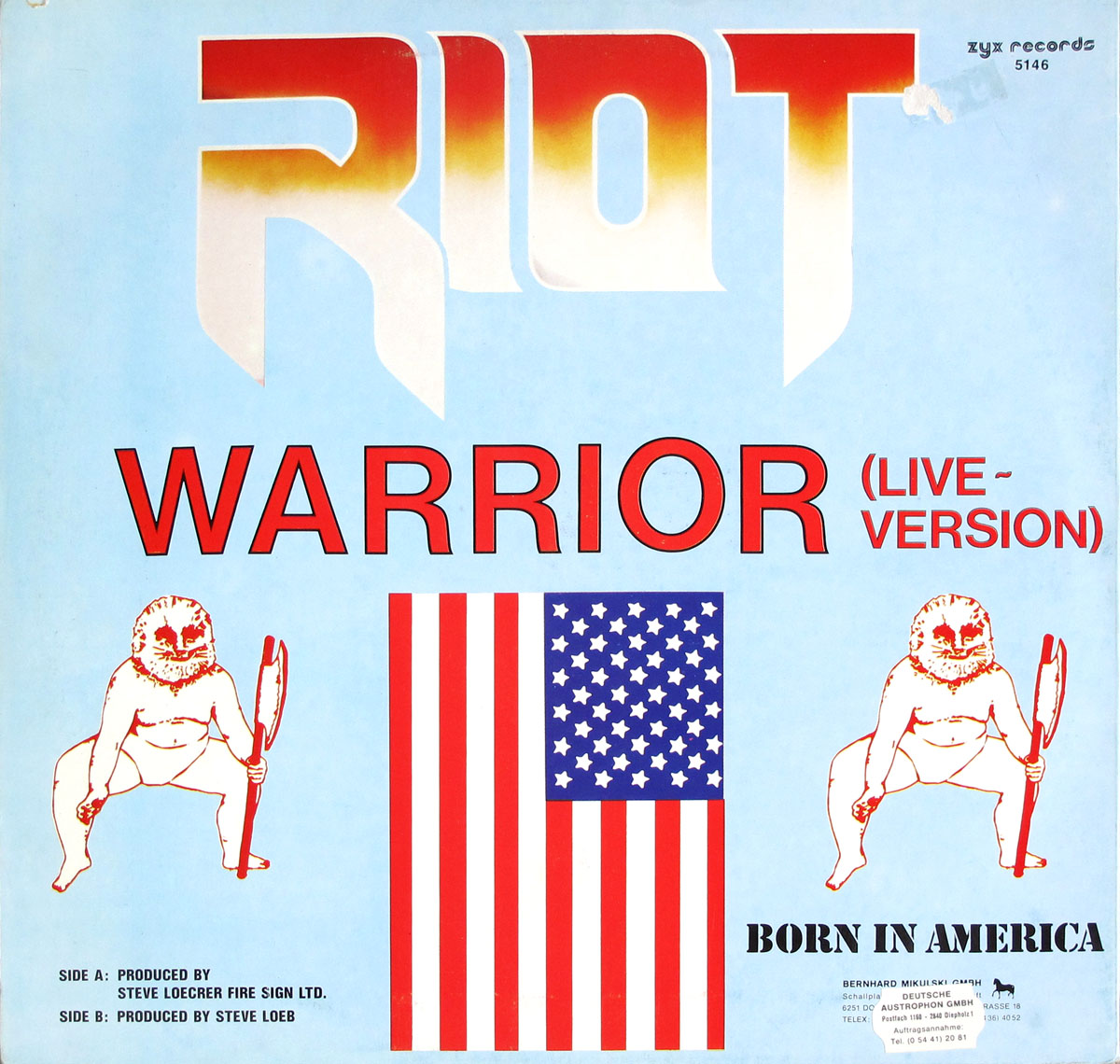 RIOT Warrior Live version) Born in America Album Cover Photos ...