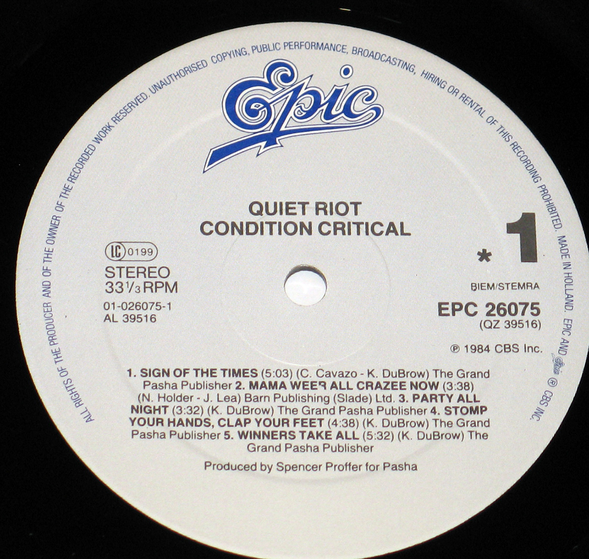 QUIET RIOT Condition Critical Heavy Metal Album Cover Gallery & 12 ...