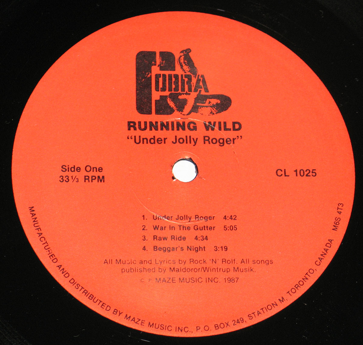 Running Wild Under Jolly Roger German Power Speed Metal Album Cover ...