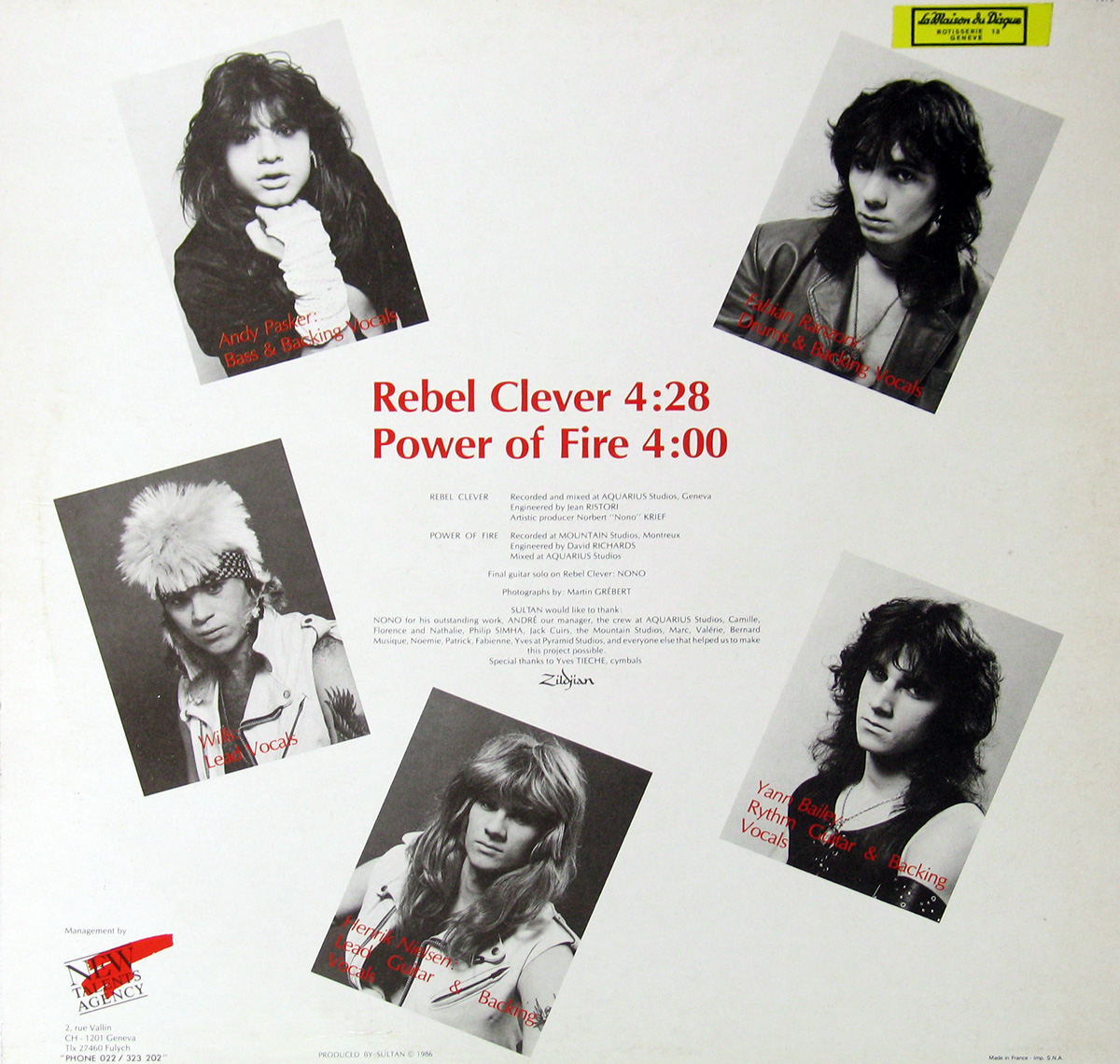 SULTAN Rebel Fire Power of Fire 12" Maxi Heavy Metal Switzerland LP ...