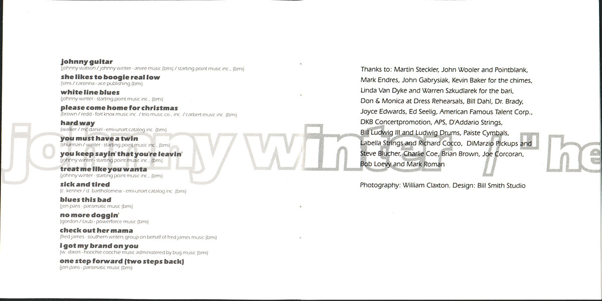 JOHNNY WINTER Hey Where's Your Brother? Blues Rock CD Album Cover ...