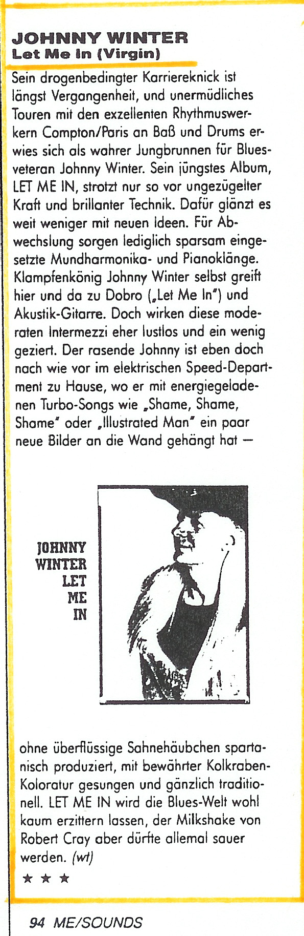 JOHNNY WINTER Let Me In Blues Rock CD Album Cover Gallery & Discography ...