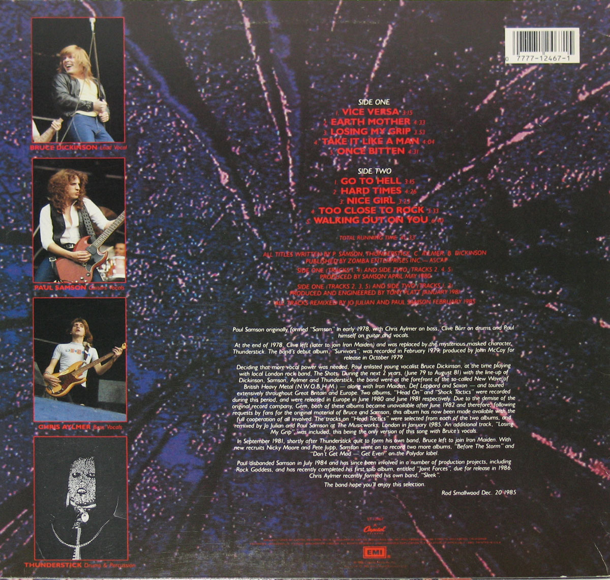 Samson featuring Bruce Dickinson Head Tactics British Prog Hard Rock ...