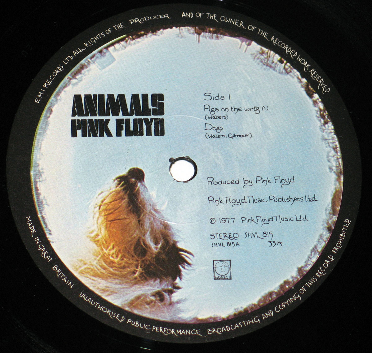 PINK FLOYD Animals Gt Britain 1st Pressing - Rare 1977 Harvest SHVL 815 ...