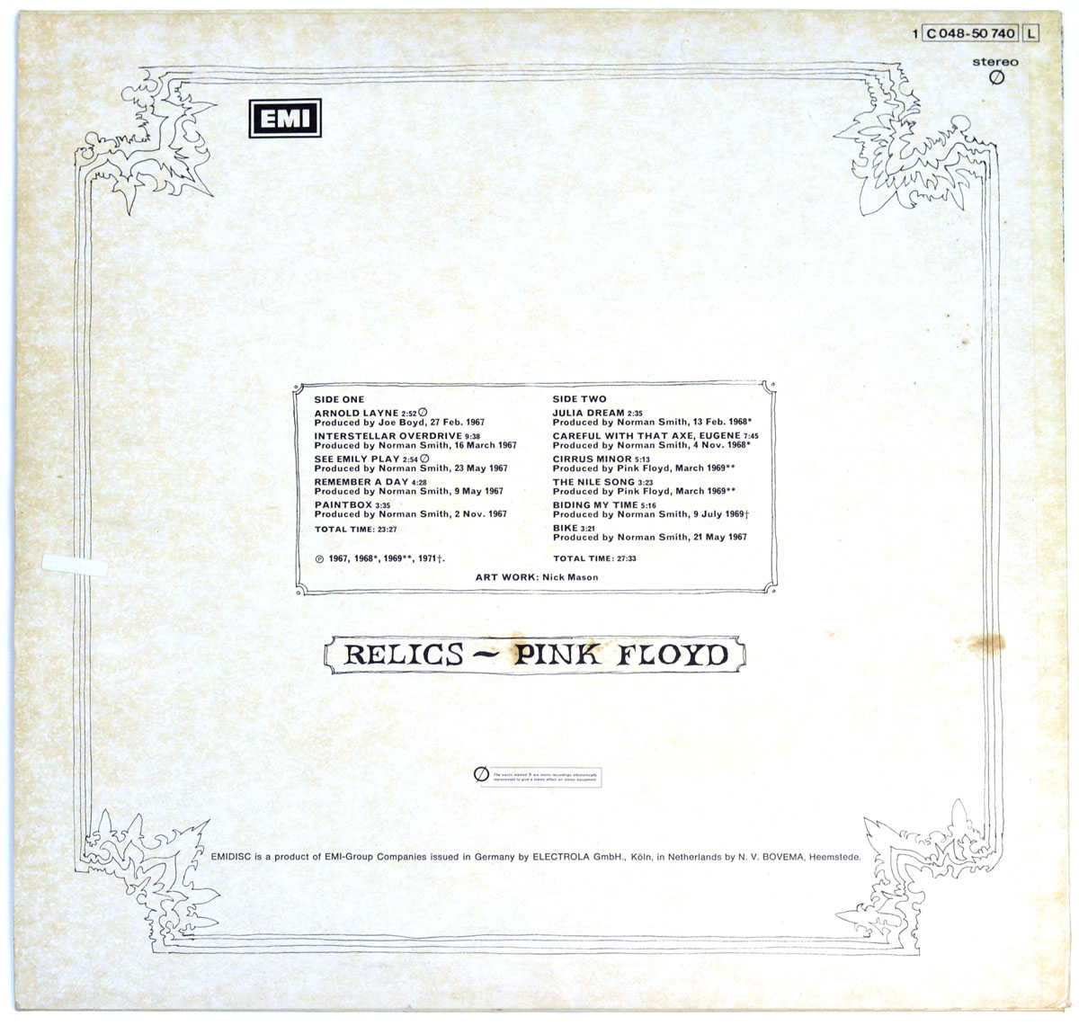 PINK FLOYD Relics From France For Germany Album Cover Gallery & 12 ...