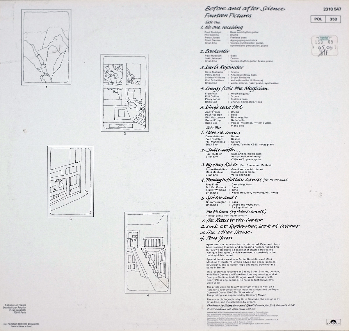 BRIAN ENO Before And After Science Electronic Rock Album Cover Photos ...