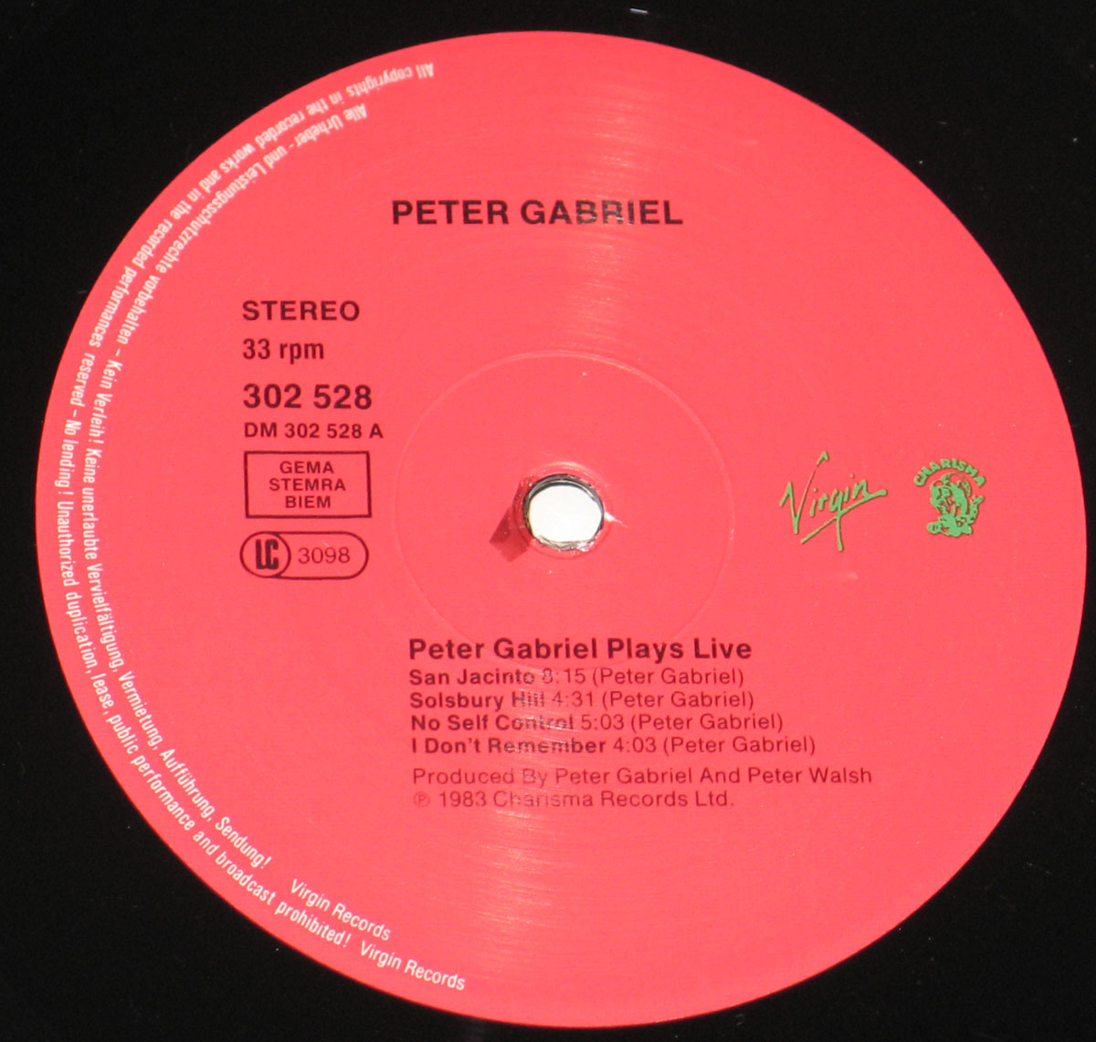 PETER GABRIEL Plays Live Album Cover Gallery & 12" Vinyl LP Discography ...