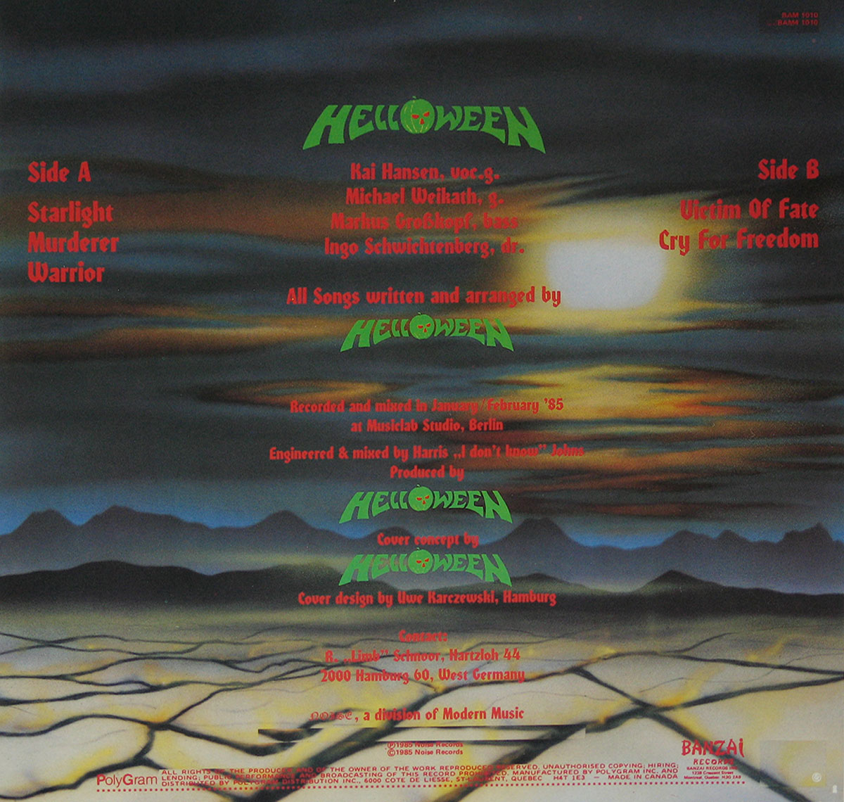 Helloween S/T Self-titled Debut Banzai Mini-LP German Speed Power Metal ...