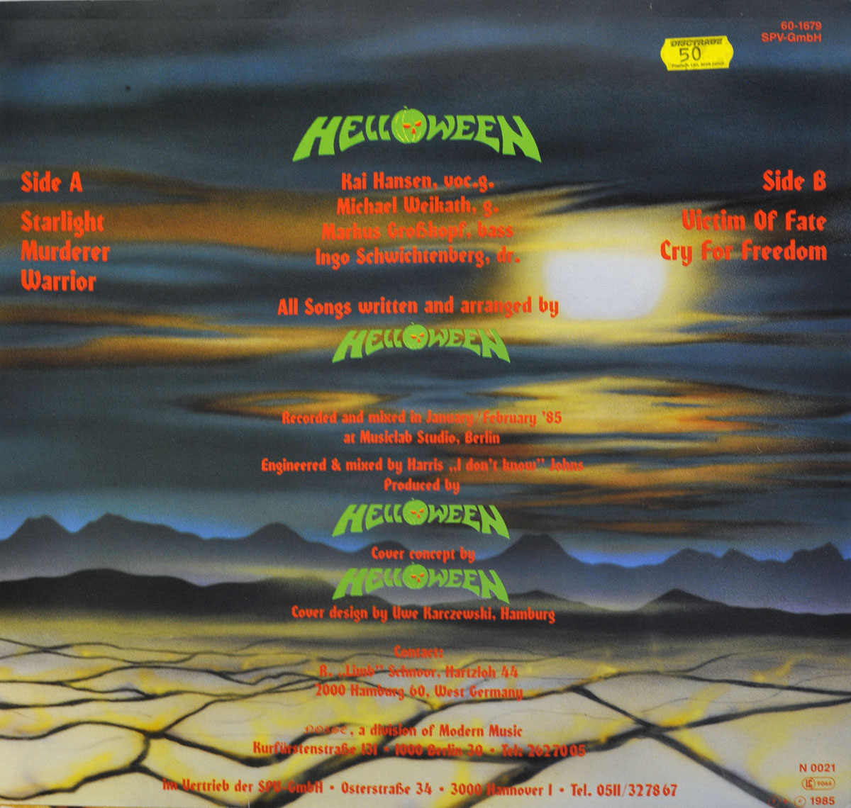 Helloween Self-titled Debut Album Power Speed Thrash Metal Album Cover ...